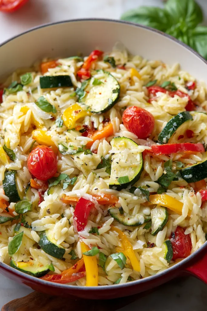 Vegetable and Ricotta Baked Orzo – Yummy Casa