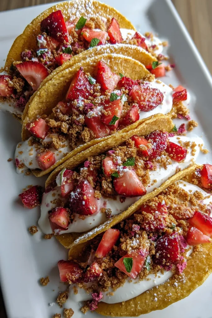 Strawberry Crunch Cheesecake Tacos – Yummy Casa